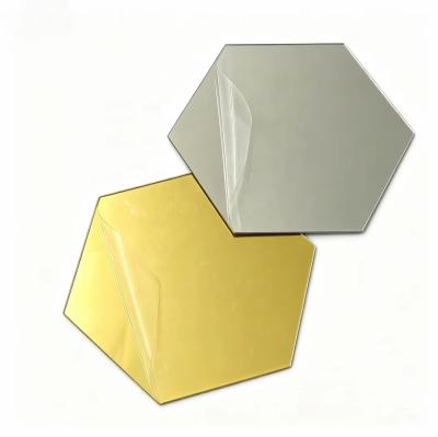 China Self Adhesive Hexagon Acrylic Mirror 2.0mm Virgin PMMA Laser Cut Shatterproof for sale