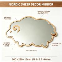 China Cute Sheep Shaped Custom Acrylic Mirror Plywood Frame For Children Bedroom Playroom for sale
