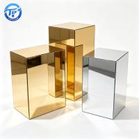China 300×300×600mm Gold Silver Mirror Acrylic Cube Plinth Stand, Luxury Mirror Pedestal Display Riser For Wedding Event Party Decoration for sale