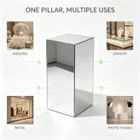 China 300×300×600mm Gold Silver Mirror Acrylic Cube Plinth Stand, Luxury Mirror Pedestal Display Riser For Wedding Event Party Decoration for sale