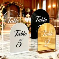 China Acrylic Table Number Signs White Black Gold Clear Wedding Table Numbers for Party Event Decoration Customizable for sale