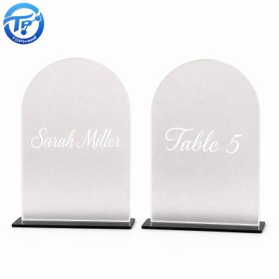 China Custom Frosted Acrylic Wedding Table Signs Personalized Name Cards and Table Numbers for sale