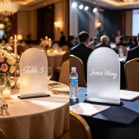 China Custom Frosted Acrylic Wedding Table Signs Personalized Name Cards and Table Numbers for sale