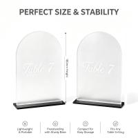 China 130×180×2mm Arch Frosted Matte Acrylic Wedding Table Number Sign, Custom Printed Acrylic Table Stand For Wedding Banquet Reception Table Decor for sale