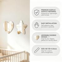 China 80×80×0.9mm Custom Shape Acrylic Mirror Wall Sticker, Self‑Adhesive Shatter‑Proof Heart Star Acrylic Mirror Tile For Home Kids Room Wall Decoration for sale