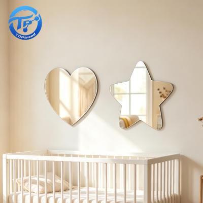 China 80×80×0.9mm Custom Shape Acrylic Mirror Wall Sticker, Self‑Adhesive Shatter‑Proof Heart Star Acrylic Mirror Tile For Home Kids Room Wall Decoration for sale