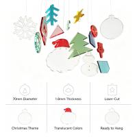 China 70x70x1.8mm Laser Cut Acrylic Christmas Ornaments Custom Xmas Tree Hanging Decor Pendants For Holiday Home Party Decoration for sale
