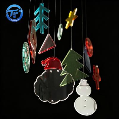 China 70x70x1.8mm Laser Cut Acrylic Christmas Ornaments Custom Xmas Tree Hanging Decor Pendants For Holiday Home Party Decoration for sale