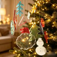 China 70x70x1.8mm Laser Cut Acrylic Christmas Ornaments Custom Xmas Tree Hanging Decor Pendants For Holiday Home Party Decoration for sale