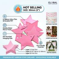 China 0.188mm Double Sided Mirror PET Sheet Pentagram Star Shape Reflective Film for Hanging Flag Banner Festival Party Decoration for sale