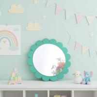China Aesthetic Flower Scalloped Acrylic Mirror – Cute Mint Green Wall & Vanity Decor for Bedroom & Nursery for sale