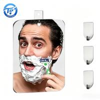 China 150×200×1.5mm PC Anti‑Fog Shaving Mirror Shatterproof Shower Mirror With Self‑Adhesive Hooks For Men Bathroom Grooming for sale