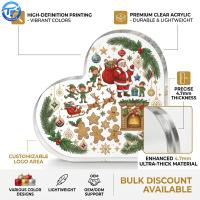 China Custom Heart Shaped Christmas Acrylic Block Decoration Cute Gnome UV Printed Clear Tabletop Ornament Plaque for sale