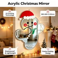 China UV Printed Gingerbread Man Acrylic Mirror Cute Christmas Wall Hanging Decor for Home Holiday Decoration for sale