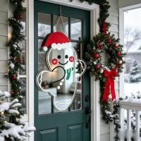 China UV Printed Gingerbread Man Acrylic Mirror Cute Christmas Wall Hanging Decor for Home Holiday Decoration for sale