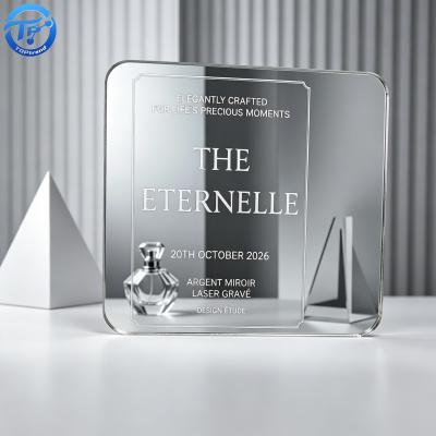 China Laser Engravable Mirror Acrylic Sheet Backlight Glow Logo Custom Engraved for Souvenir Decor for sale