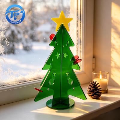 China DIY Self‑Assembly Transparent Color Acrylic Christmas Tree Laser Cut Acrylic Xmas Tabletop Decor Ornament for sale