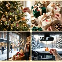 China Custom Clear Round Acrylic Christmas Ornaments Cute Gingerbread Man UV Printed Hanging Baubles for Xmas Tree Decor for sale