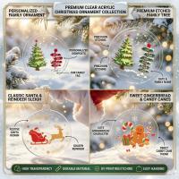 China Custom Clear Round Acrylic Christmas Ornaments Cute Gingerbread Man UV Printed Hanging Baubles for Xmas Tree Decor for sale