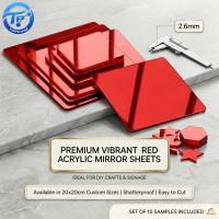 China Premium 2.6mm Red Acrylic Mirror Sheet 20x20cm Shatterproof Decorative Plastic Mirror Panels for Wall Decor & Commercial Display for sale