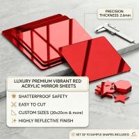China Premium 2.6mm Red Acrylic Mirror Sheet 20x20cm Shatterproof Decorative Plastic Mirror Panels for Wall Decor & Commercial Display for sale