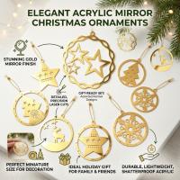 China Custom Laser Engraved Mirror Gold Acrylic Christmas Hanging Ornaments Bulk Holiday Decor Supplies for sale