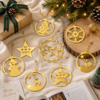 China Custom Laser Engraved Mirror Gold Acrylic Christmas Hanging Ornaments Bulk Holiday Decor Supplies for sale