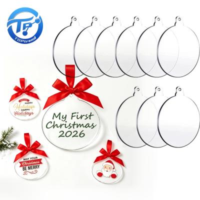 China Blank Clear Round Acrylic Christmas Ornament Blanks DIY Transparent Hanging Tag for Custom Printing for sale