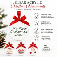 China Blank Clear Round Acrylic Christmas Ornament Blanks DIY Transparent Hanging Tag for Custom Printing for sale