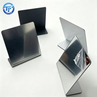 China Single‑Sided Mirror Acrylic Table Stand Integrated Hot‑Bent Freestanding Desktop Display Sign for sale