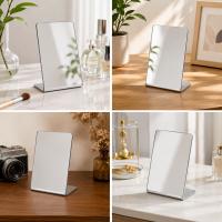 China Single‑Sided Mirror Acrylic Table Stand Integrated Hot‑Bent Freestanding Desktop Display Sign for sale