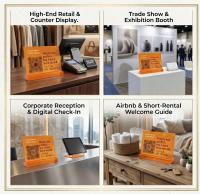 China Custom Colorful Acrylic QR Code Sign Stand UV Printed Neon Acrylic Tabletop Social Media Payment Display Board for sale