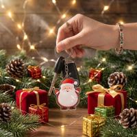 China Custom Clear Acrylic Christmas Keychains Cute Santa Claus Tree Reindeer UV Printed Xmas Keyrings for sale