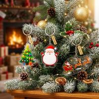 China Custom Clear Acrylic Christmas Keychains Cute Santa Claus Tree Reindeer UV Printed Xmas Keyrings for sale