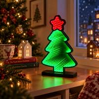 China Christmas Tree Infinity Mirror Abyss Light 3D Tunnel LED Night Light Acrylic Table Lamp for Xmas Home Decor Gift for sale