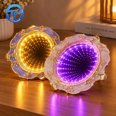 China Vintage Enamel Frame Infinity Abyss Light 3D LED Glowing Fridge Magnet Custom Luxury Souvenir Decor Gift for sale