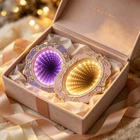China Vintage Enamel Frame Infinity Abyss Light 3D LED Glowing Fridge Magnet Custom Luxury Souvenir Decor Gift for sale