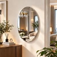 China Custom Oval Acrylic Mirror Sheet Shatterproof Clear Silver Acrylic Mirror for Wall Home Decor for sale