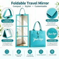 China Felt Handbag‑Style Foldable Full Body Mirror, 3 Panels Hanging Dressing Mirror For Dorm & Apartment for sale