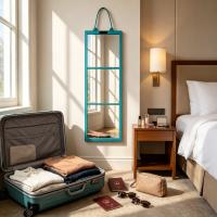 China Felt Handbag‑Style Foldable Full Body Mirror, 3 Panels Hanging Dressing Mirror For Dorm & Apartment for sale