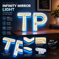 China Custom 3D Printed Infinity Abyss Letter Light Personalized Name Text 3D Tunnel Mirror LED Neon Decor Lamp Gift for sale