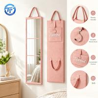 China Wholesale Custom Foldable PS Full Length Hanging Dress Mirror with Felt Storage Tote Bag for sale