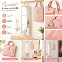 China Wholesale Custom Foldable PS Full Length Hanging Dress Mirror with Felt Storage Tote Bag for sale