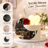 China Frameless Double Sided Acrylic Mirror Cake Topper, Laser Engraved Custom Text & Pattern Mirror Sheet for Birthday Party Cake Decoration for sale