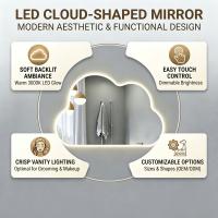 China Custom Cloud Shaped LED Mirror Plug in Wall Switch Control Backlit Lighted Decor Mirror for Bedroom for sale