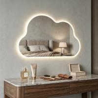 China Custom Cloud Shaped LED Mirror Plug in Wall Switch Control Backlit Lighted Decor Mirror for Bedroom for sale