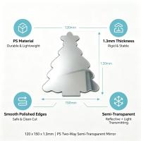 China Custom Christmas Tree Shaped Translucent Acrylic Mirror Sheet Semi-transparent Panel for Xmas Holiday Decoration for sale
