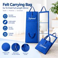 China Blue 3 Folds Felt Bag Acrylic Full Length Mirror, Portable Hanging Full Body Dressing Mirror With Custom Logo for Travel for sale