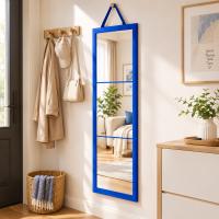 China Blue 3 Folds Felt Bag Acrylic Full Length Mirror, Portable Hanging Full Body Dressing Mirror With Custom Logo for Travel for sale