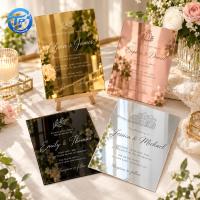 China Custom UV Printed Acrylic Wedding Invitation, Mirror & Clear Acrylic Wedding Invite Card, Personalized Wedding Table Sign & Seating Card for sale